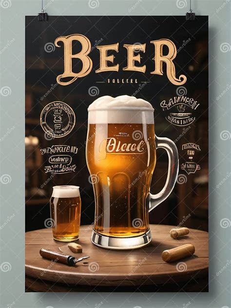 Photo Of Hand Drawing Beer Poster In Vintage Style With Grunge Textures