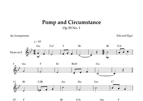 Pomp And Circumstance For French Horn Arr Jps Arrangements By Edward
