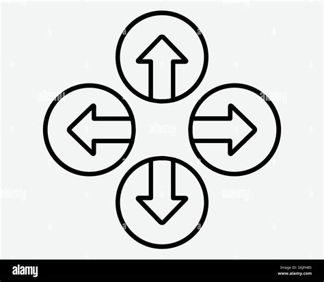 Up Down Left Right Four Arrows Pointer Point Arrowhead Arrow Outline