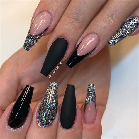 97 Coffin Black And Purple Acrylic Nails Pseudoepu