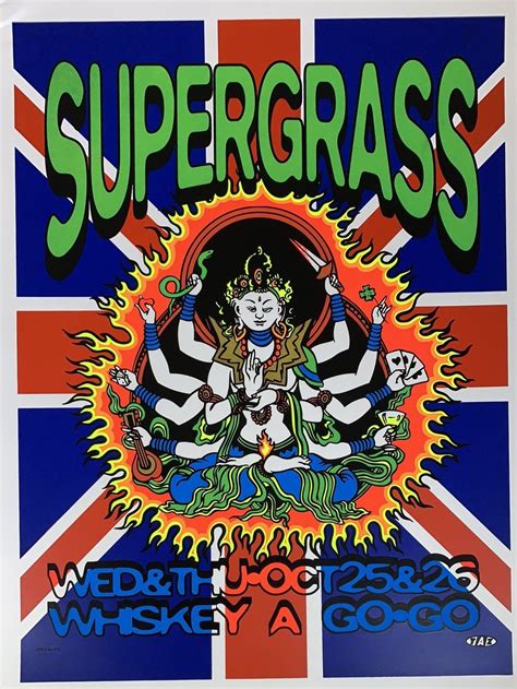 Supergrass 1995 Taz Poster Los Angeles Ca Whisky 1st Ed Screen