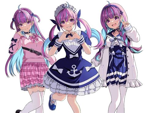 Minato Aqua Minato Aqua Minato Aqua And Minato Aqua Hololive Drawn By Konbanwa Danbooru