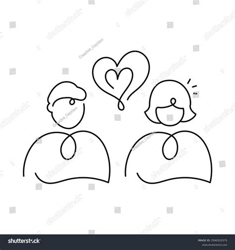 Two People Heart Symbol Compassionate Interaction Stock Vector Royalty