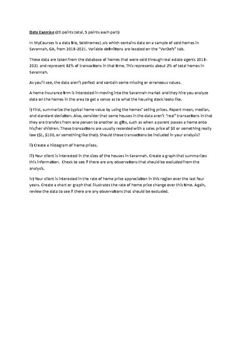 Data Exercise Data Data Exercise 20 Points Total 5 Points Each Part In Mycourses Is A