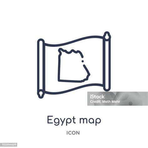 Ikon Peta Mesir Linear Dari Koleksi Kerangka Countrymaps Garis Tipis