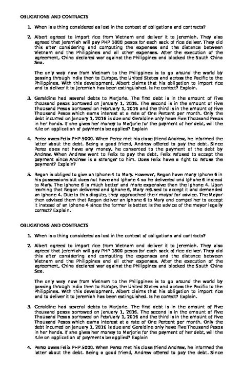 Obligations And Contracts Midterm Exam Pdfcoffee Com