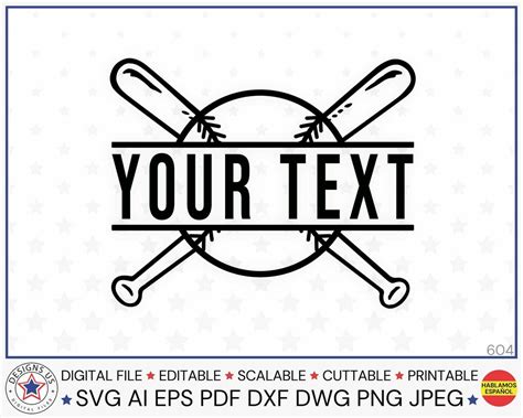 Baseball Split Name Monogram Svg Baseball Mom Crossed Baseball Bats Split Name Frame Svg