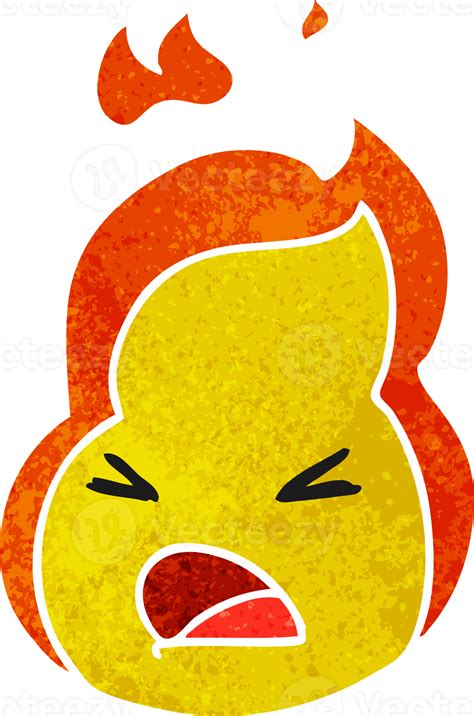 Retro Cartoon Kawaii Cute Fire Flame 44973452 Png