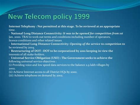 Reforms In Telecom Sector Ppt Free Download