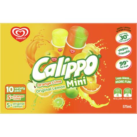 Calippo Streets Mini Ice Block Lemon Orange Lime Mp10 575ml The Good Grocer Myaree