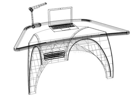 Modern Computer Desk 3d Blueprint Isolated Stock Illustration Modern Computer Desk 3d Blueprint Isolated Stock Illustration