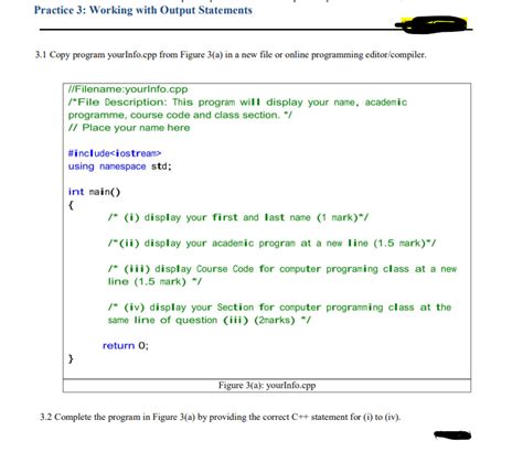 Solved 31 Copy Program Yourinfocpp From Figure 3a In A