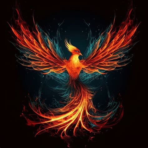 Illustration Of A Firebird With A Majestic Tail Generative Ai Stock