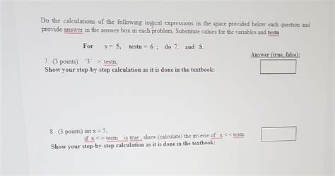 Solved Do The Calculations Of The Following Logical Chegg