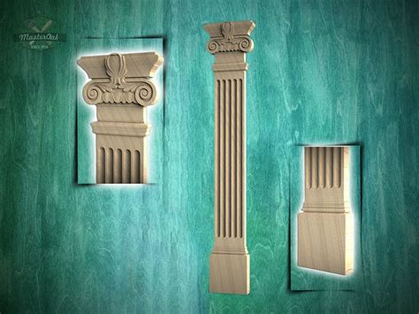 Casing Wood Carved Pilasters Flat Back Columns Classical Wood Ionic