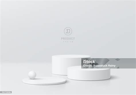 추상적인 3d 배경입니다 사실적인 흰색과 회색 수준의 실린더 받침대 연단의 세트입니다 벽 최소 모형 화장품 디스플레이 기하학적 플랫폼 라운드 스테이지 쇼케이스 벡터 3d