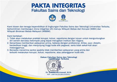 Zona Integritas Universitas Terbuka Fst Zona Integritas Universitas Terbuka Fst