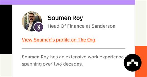 Soumen Roy Head Of Finance At Sanderson The Org