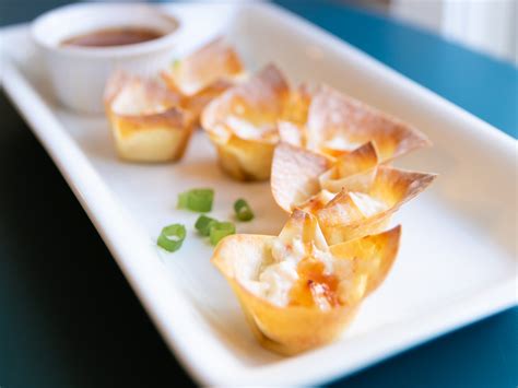 Baked Crab Rangoon Cups With Sweet Tangerine Chili Sauce Seafood