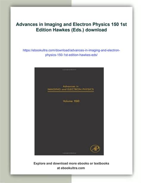 Advances In Imaging And Electron Physics 150 1st Edition Hawkes Eds
