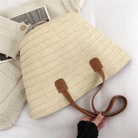 Xyaiyt Straw Beach Bag Women Woven Shoulder Tote Lightweight Summer