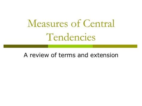 Measures Of Central Tendency Ppt