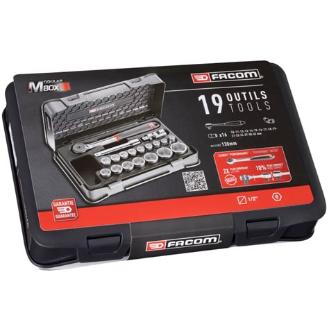 S161 2p6pb Facom Facom 19 Piece Metric 12 In Standard Socket Set With Ratchet 6 Point 123