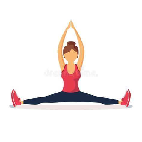 Woman Performing Yoga In Split Position Wearing Sportswear And Red