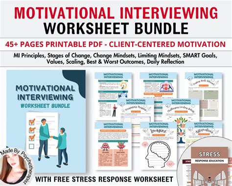 Motivational Interviewing Worksheet Bundle Mi Therapy Toolbox For