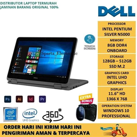 Promo Laptop Touchscreen 2 In 1 Dell Latitude 3190 Intel Pentium