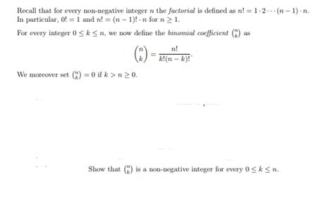 solved recall that for every non negative integer n the
