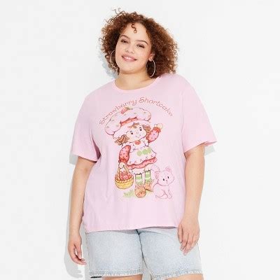 Womens Oversized Print Strawberry Shortcake Short Sleeve Graphic T