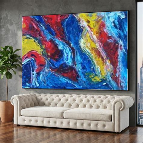 Vibrant Abstract Flow Bold Color Splash Canvas Modern Art Wall Decor