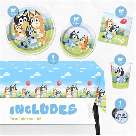 Bluey Birthday Party Supplies Complete Kit For 16 Guests