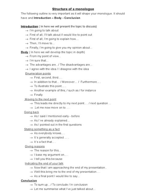 Structure Of A Monologue Pdf