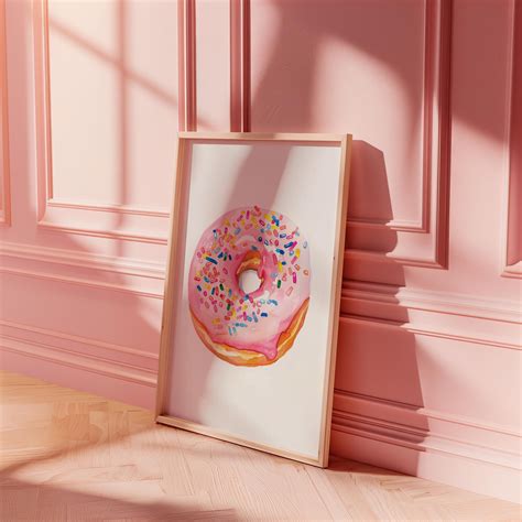 Donut Wall Art Donut Art Bakery Wall Art Dessert Wall Art Pink Donut