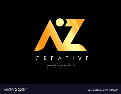 Golden Gold Az Letter Logo Design With Creative Vector Image
