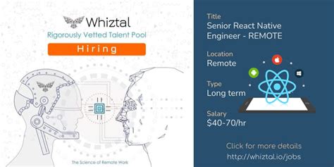 Senior React Native Engineer Remote Whiztal