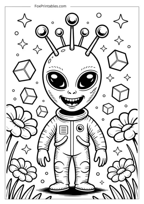 Cute Alien Coloring Sheet