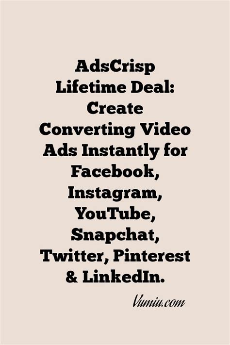 Adscrisp Lifetime Deal Create Converting Video Ads Instantly For Facebook Instagram Youtub