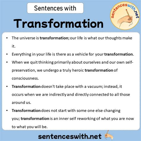 Sentences With Transformation Sentences About Transformation