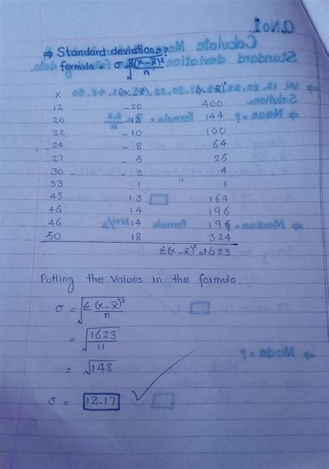 Solution Mean Median Mod And Standard Deviation Studypool