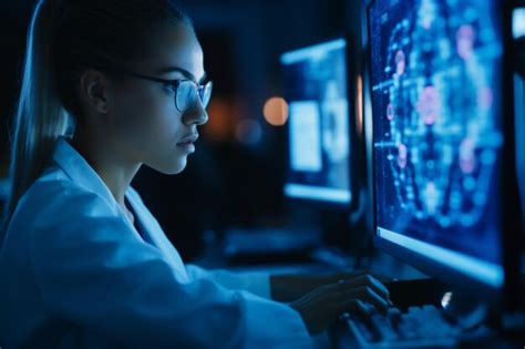 Medical Research Laboratory Portrait Of Female Scientist Working On