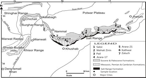 Simplified Geological Map Showing Location Of Samples In Salt Range