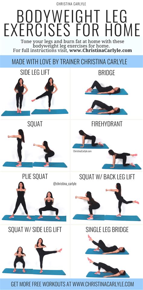 Leg Exercises At Home Body Weight Leg Workout Exercise Leg Workout