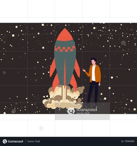 Best Man Watching Rocket Launch Illustration Download In Png And Vector Format