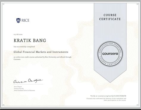 Kratik Bang On Linkedin Financialmarkets Financeandeconomy Coursera Lockdownlearning