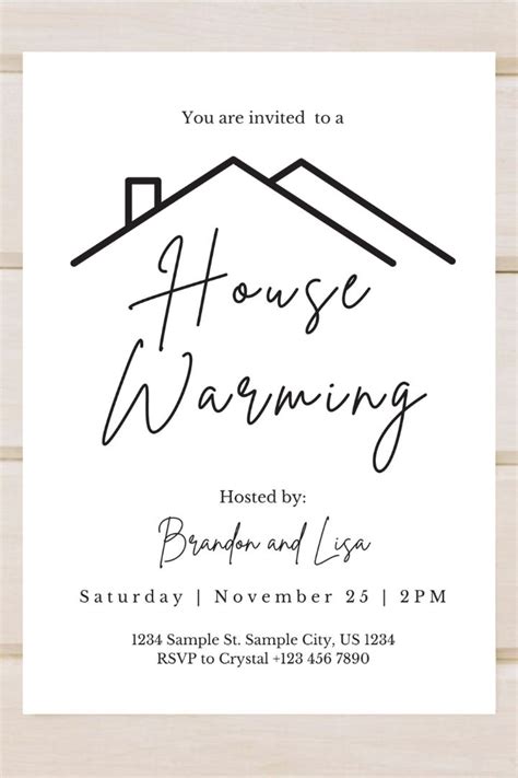 Housewarming Invitation Digital Template Black Minimalist Theme Ed