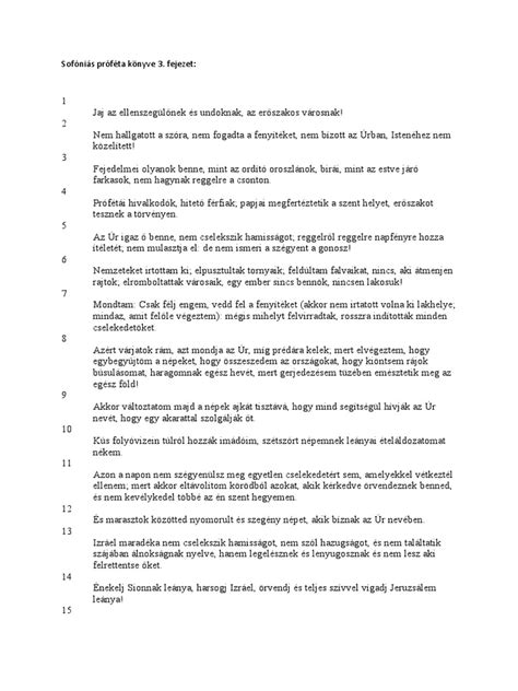 Sofóniás Próféta Könyve 3 Fejezet Pdf