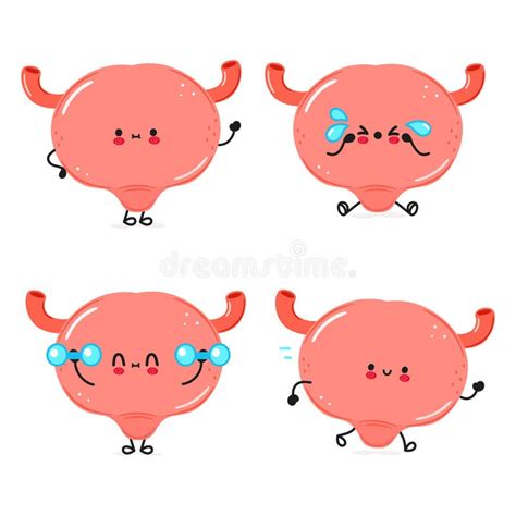 Funny Bladder Characters Bundle Set Vector Hand Drawn Doodle Style